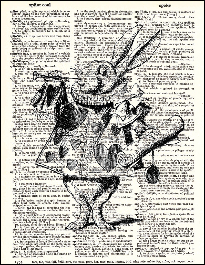 Rabbit Playing Trumpet - Dictionary Art Print — Fresh Prints of CT