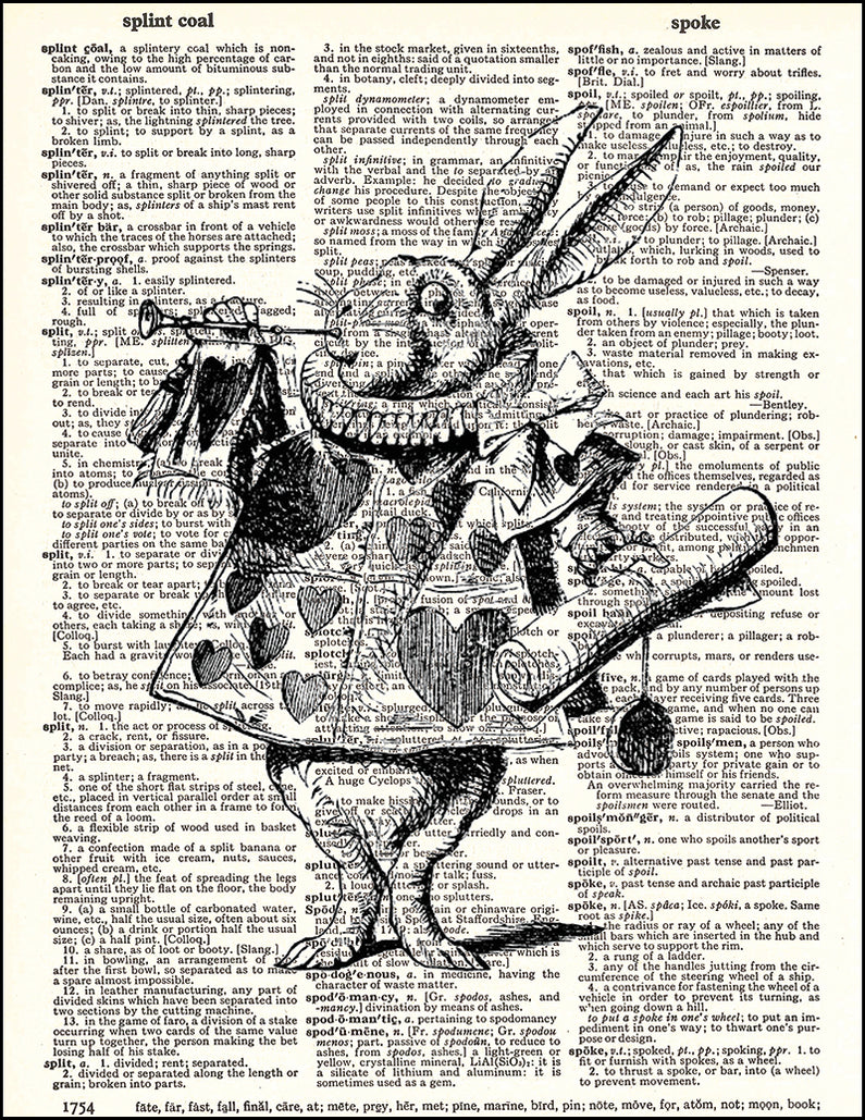 Rabbit Playing Trumpet - Dictionary Art Print — Fresh Prints of CT