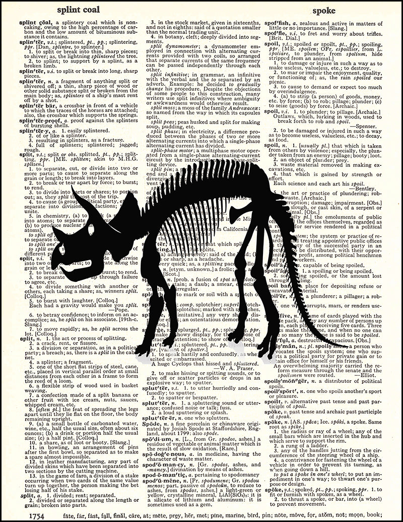 Triceratops Skeleton - Dictionary Art Print — Fresh Prints of CT