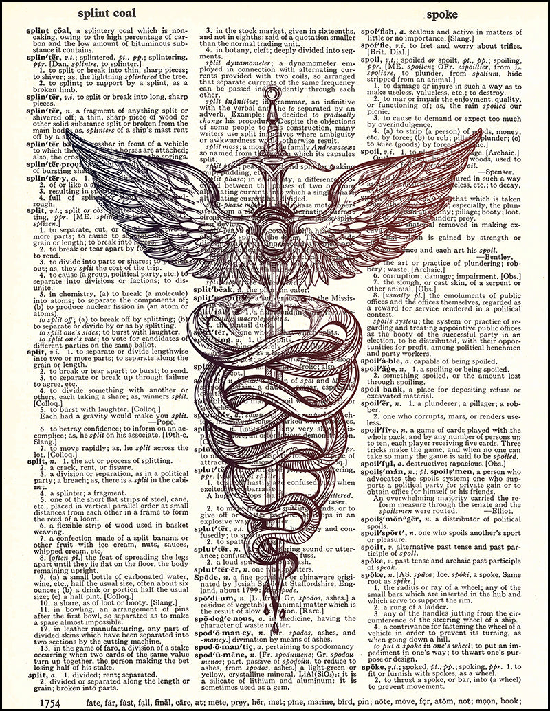 Caduceus Medical Symbol - Dictionary Art Print — Fresh Prints of CT