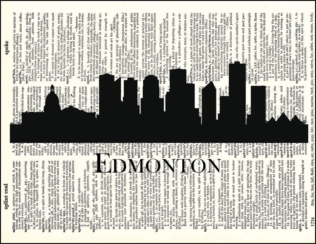 Edmonton Skyline - Dictionary Art Print — Fresh Prints of CT