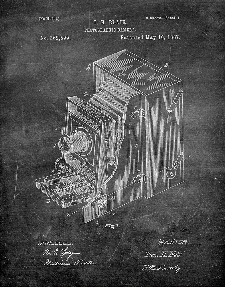 Camera Blair 1887 - Patent Art Print - Chalkboard — Fresh Prints of CT