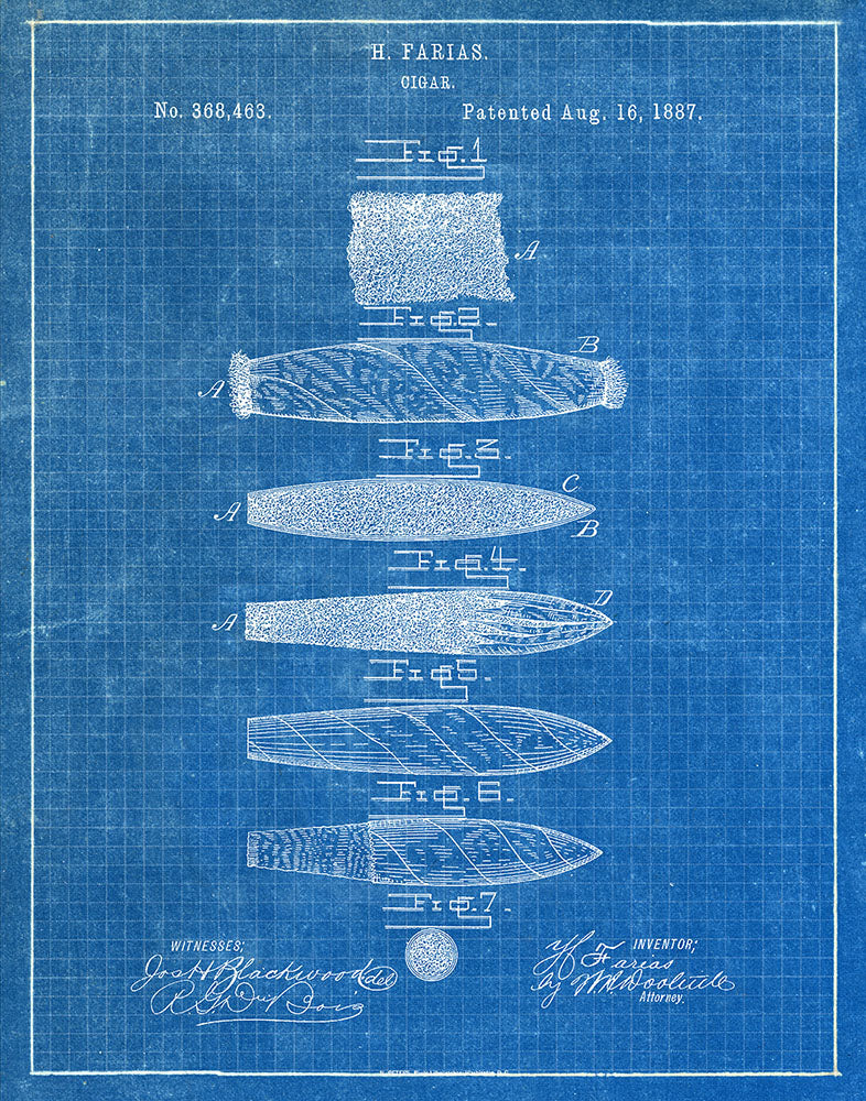 Cigar 1887 - Patent Art Print - Blueprint — Fresh Prints of CT