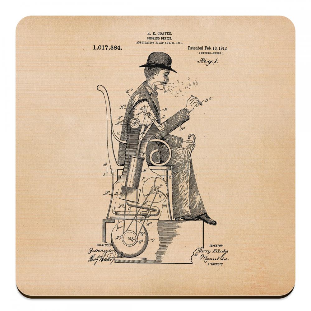 Smoking Man 1912 - Novelty Coasters — Fresh Prints of CT